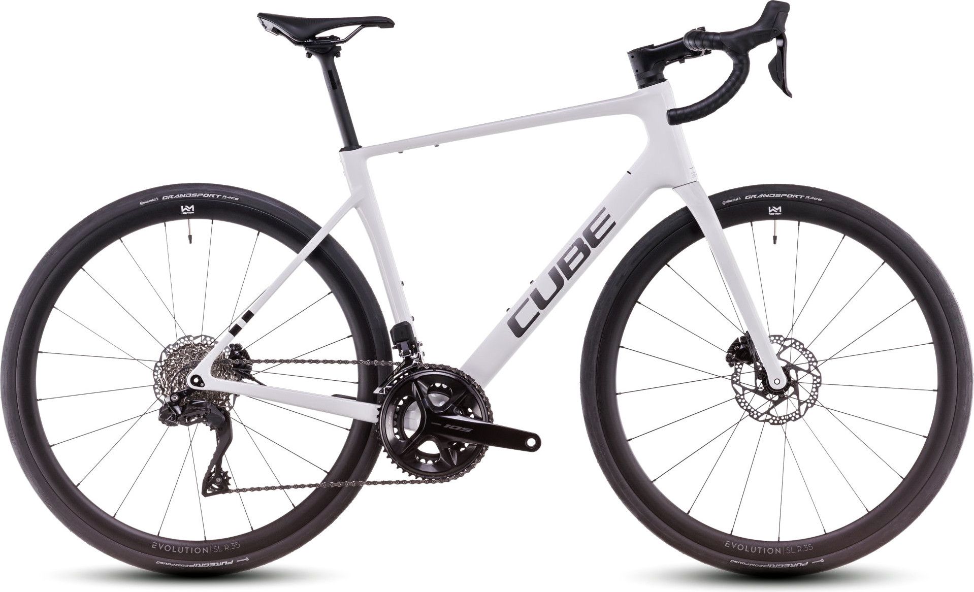 Cube Attain C 62 SLX Road Bike Shimano 105 Di2 12S 700 mm Cotton White Grey 2025 Alltricks