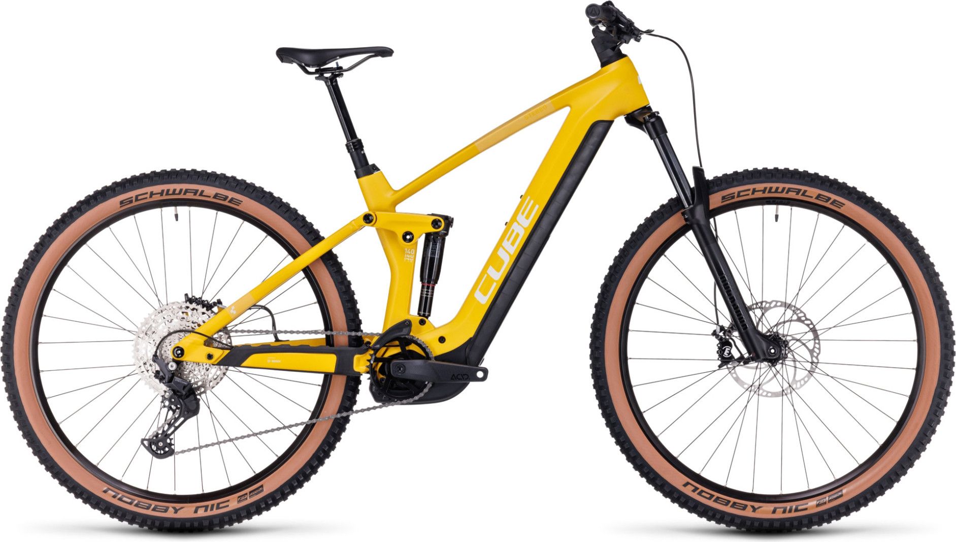 Cube Stereo Hybrid 140 HPC Pro 625 Electric Full Suspension MTB Shimano Deore 11S 625 Wh 29 Vivid Sun Yellow Alltricks