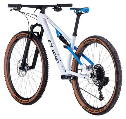 VTT Tout-Suspendu Cube AMS Zero99 C:68X SLX 29 Sram GX Eagle AXS 12V 29'' Blanc Bleu Teamline ...
