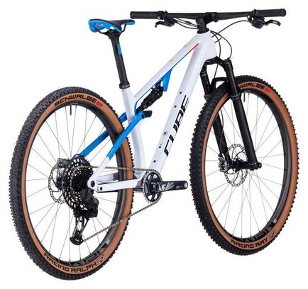 VTT Tout-Suspendu Cube AMS Zero99 C:68X SLX 29 Sram GX Eagle AXS 12V 29'' Blanc Bleu Teamline ...