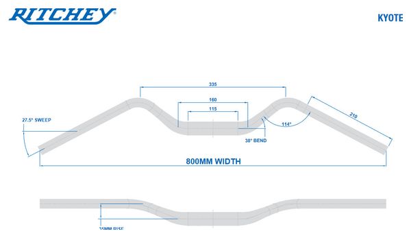 Ritchey Classic Kyote Handlebar 31.8mm | 800x35x27D HP | Silver ...