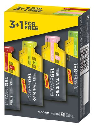 Lot de 4 (3+1) Gels Énergétiques PowerBar PowerGel Original Fruits ...