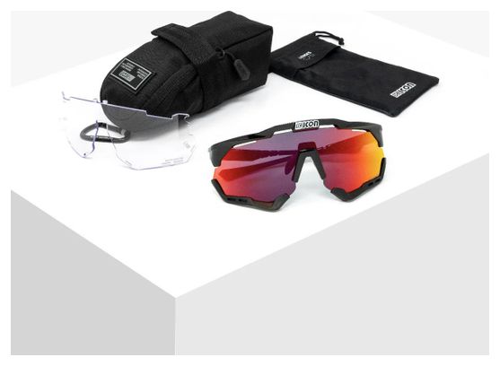 Lunettes SCICON Aeroshade XL Noir Brillant / Rouge Miroir | Alltricks.fr