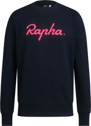 Sweat Manches Longues Rapha Logo Bleu Marine/Rose | Alltricks.fr